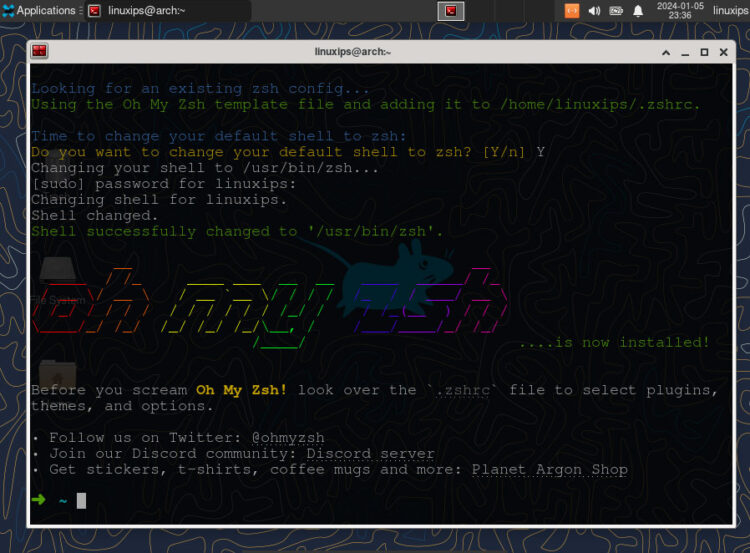 How to Install ZSH on Arch Linux - Linuxips